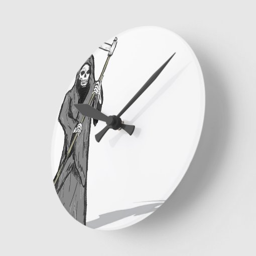 Grim Reaper Vector Sketch Round Clock | Zazzle