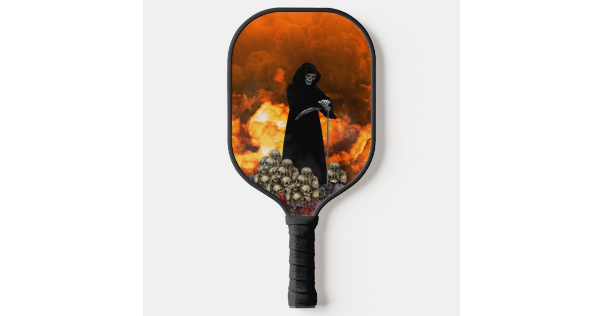 Grim Reaper with Flames and Skulls Pickleball Paddle | Zazzle