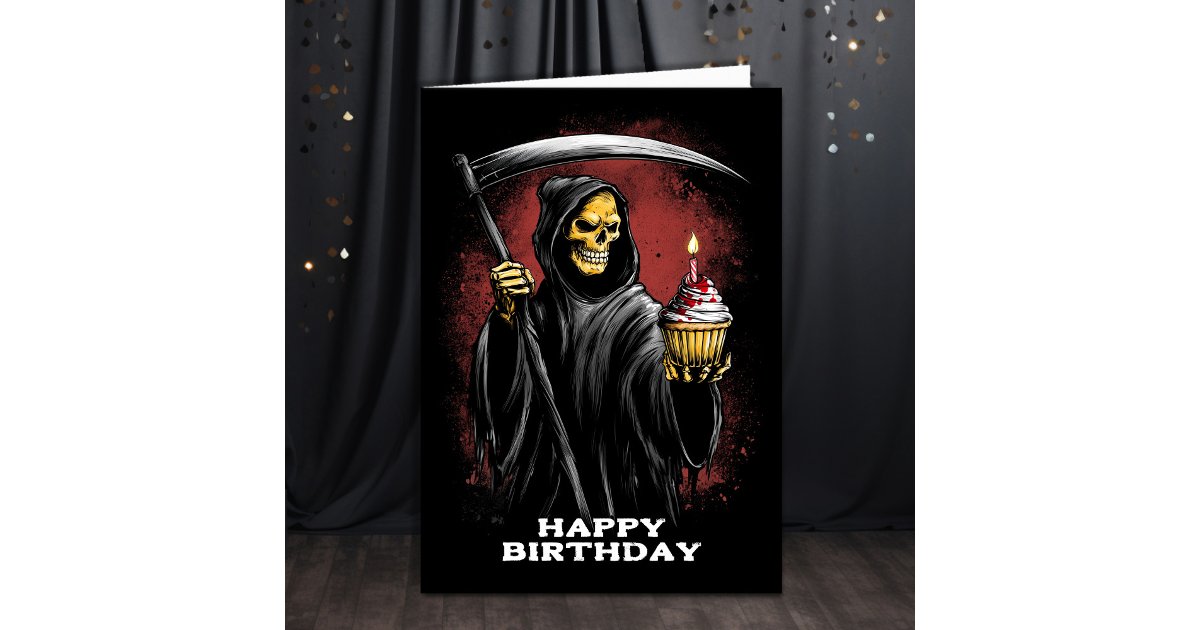 Grim Reaper with Scythe Birthday Card | Zazzle