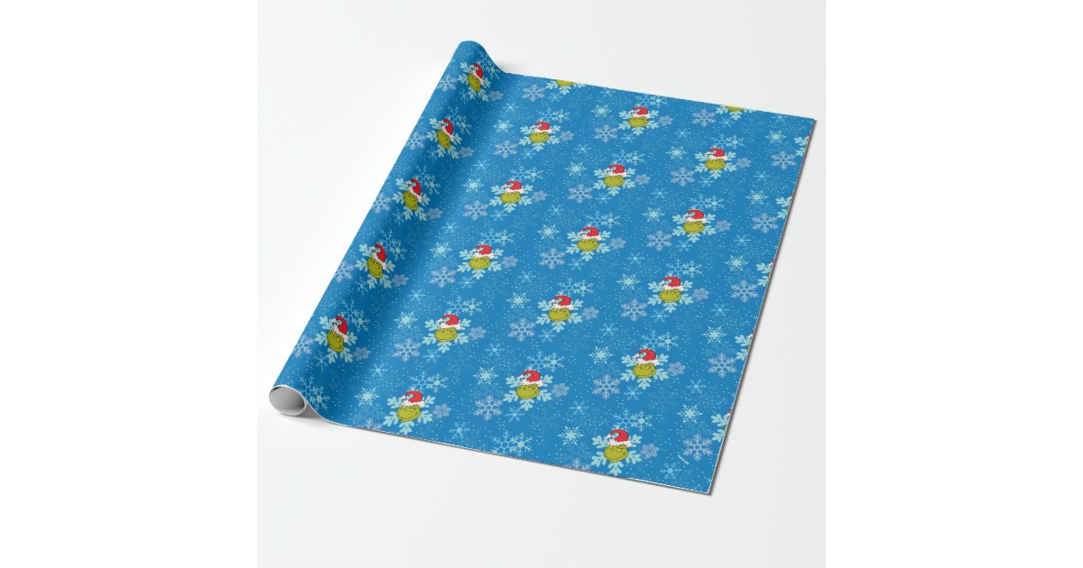 Grinch Blue Snowflake Pattern Wrapping Paper | Zazzle