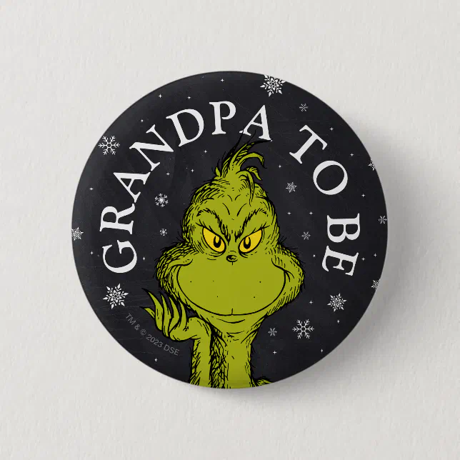 Grinch Chalkboard Baby Shower | Grandpa Button | Zazzle