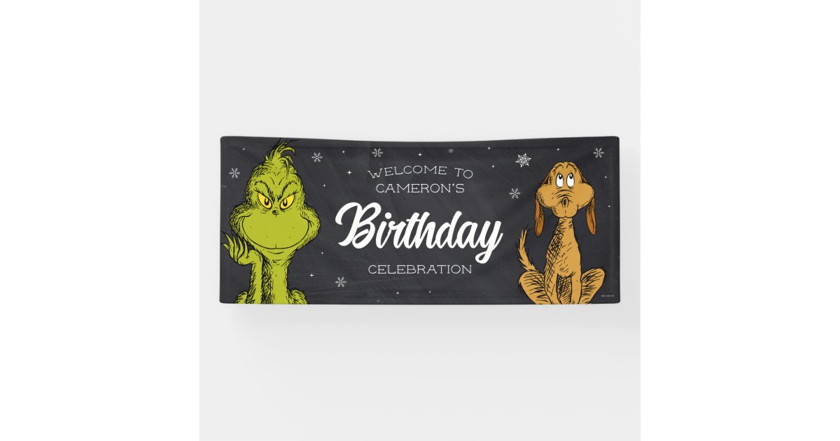 Grinch Chalkboard Birthday Banner | Zazzle