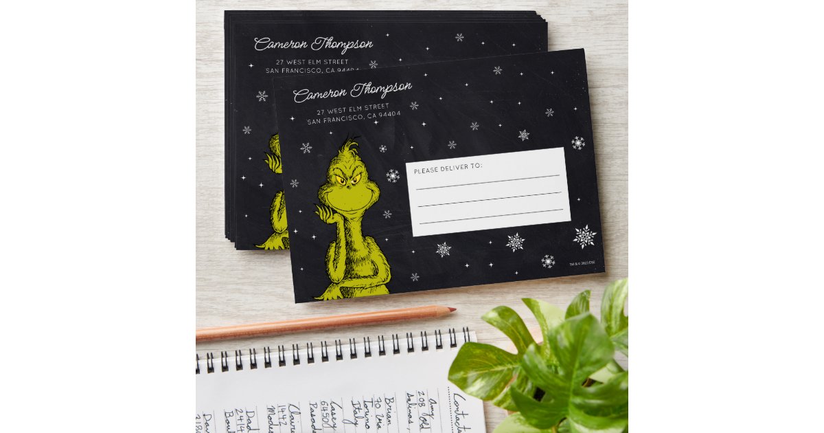Grinch Chalkboard Birthday Envelope | Zazzle