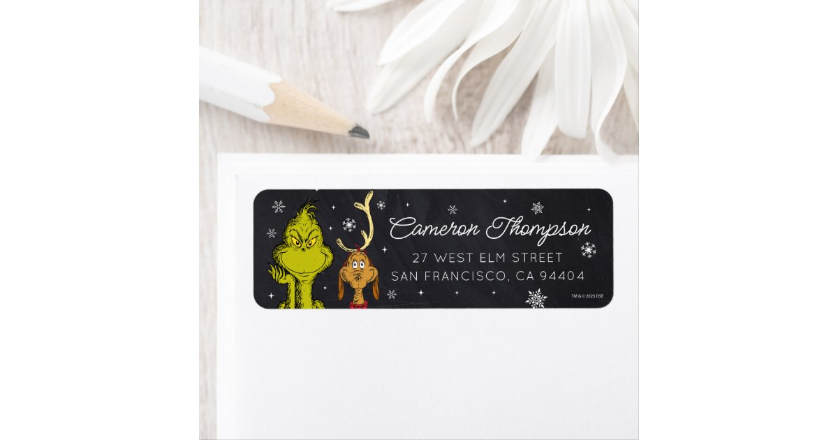 Grinch Chalkboard Birthday Label | Zazzle