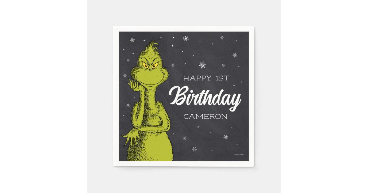 Grinch Chalkboard Birthday Napkins | Zazzle