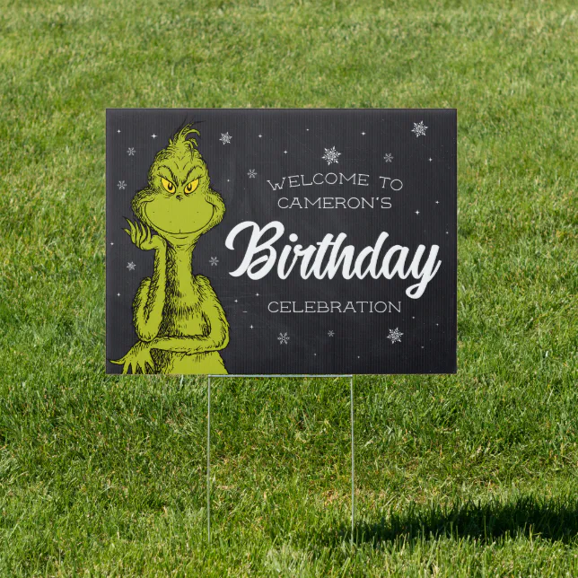 Grinch Chalkboard Birthday Sign | Zazzle