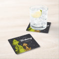 Grinch Chalkboard Birthday Square Paper Coaster | Zazzle