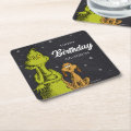 Grinch Chalkboard Birthday Square Paper Coaster | Zazzle