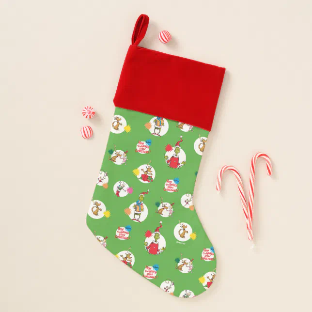 Grinch | Christmas Dot Pattern Christmas Stocking | Zazzle
