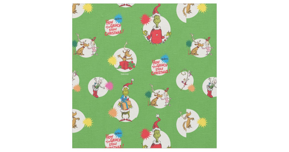 Grinch | Christmas Dot Pattern Fabric | Zazzle