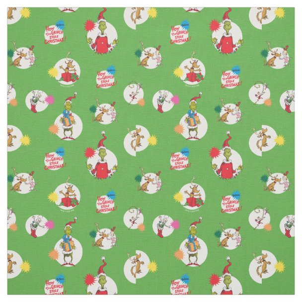 Grinch | Christmas Dot Pattern Fabric | Zazzle