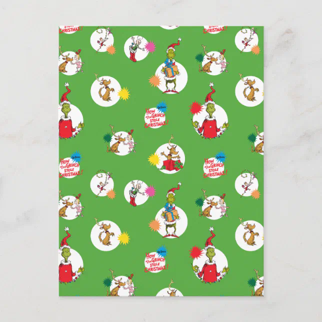 Grinch | Christmas Dot Pattern Holiday Postcard | Zazzle