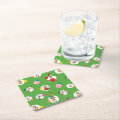 Grinch | Christmas Dot Pattern Square Paper Coaster | Zazzle