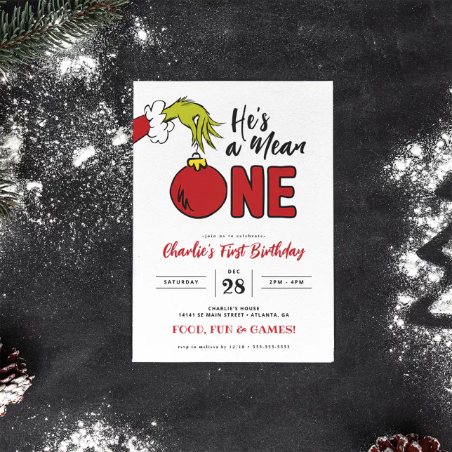 Grinch He's a Mean One 1st Birthday | Zazzle