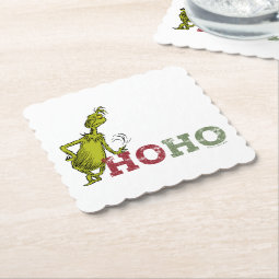 Grinch | Ho Ho Ho Paper Coaster | Zazzle