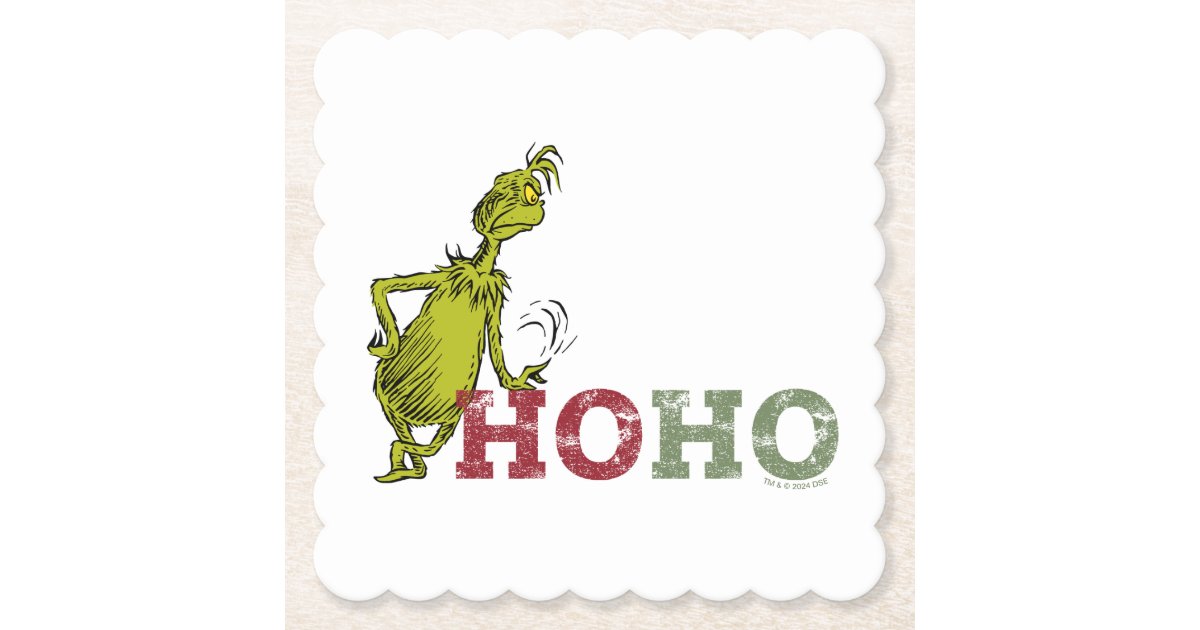 Grinch | Ho Ho Ho Paper Coaster | Zazzle