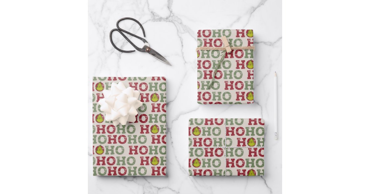 Grinch Ho Ho Ho Pattern Wrapping Paper Sheets | Zazzle