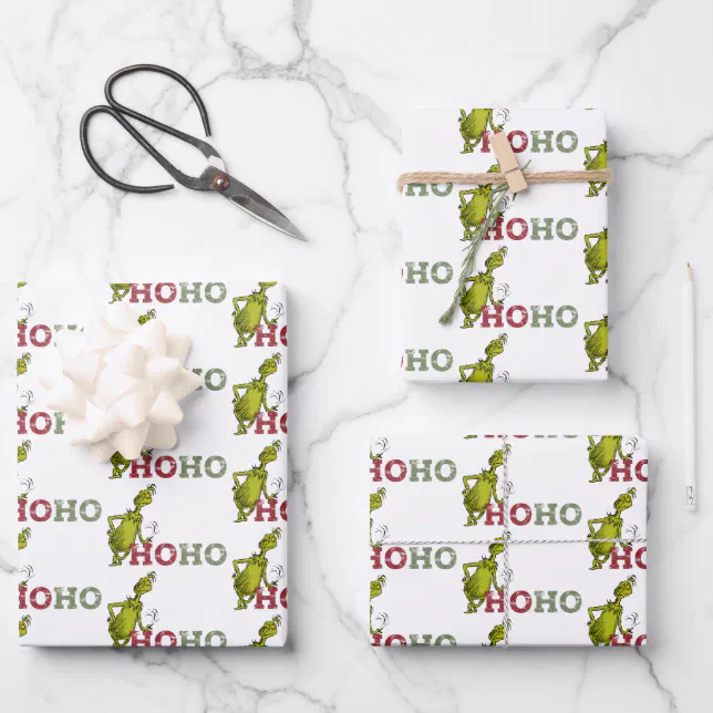 Grinch | Ho Ho Ho Wrapping Paper Sheets | Zazzle