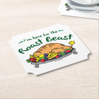 Grinch | I'm Here for the Roast Beast Quote Paper Coaster | Zazzle