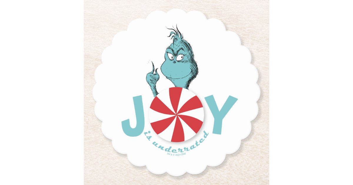 Grinch | Joy is Underrated Paper Coaster | Zazzle