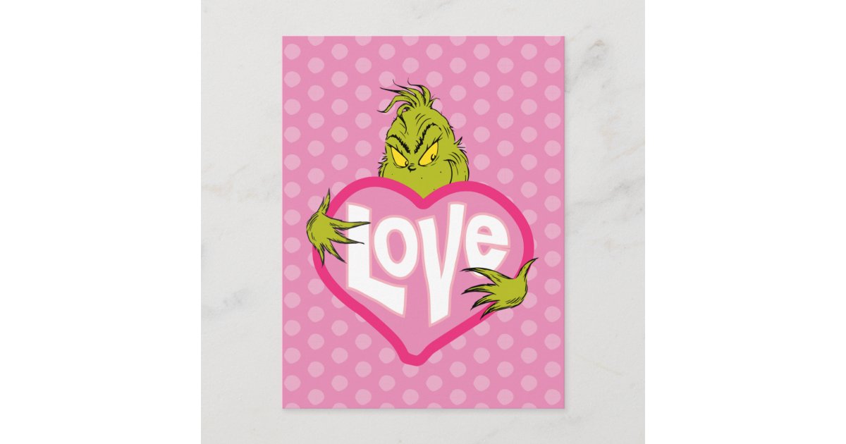 Grinch | Love Pink Heart Postcard | Zazzle