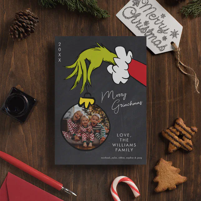 Grinch Merry Grinchmas Family Photo Christmas Holiday Postcard | Zazzle