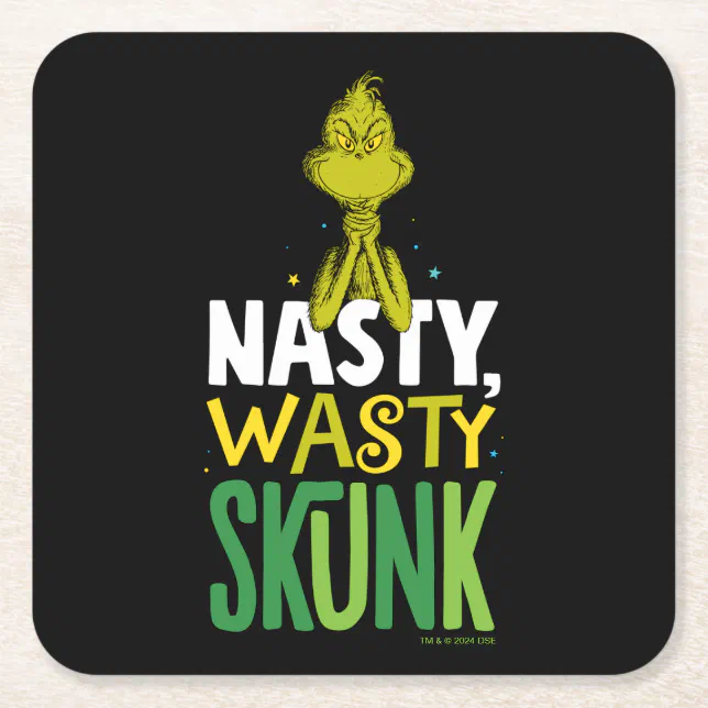 Grinch | Nasty Wasty Skunk Square Paper Coaster | Zazzle