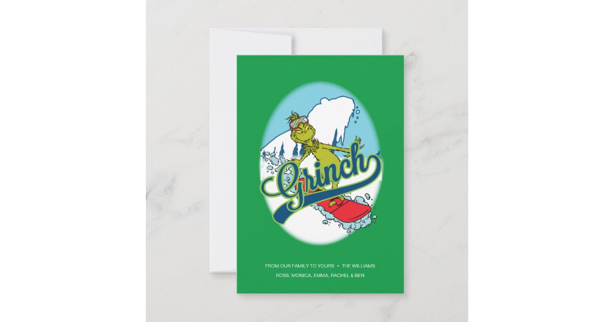 Grinch Snowboarding Card | Zazzle