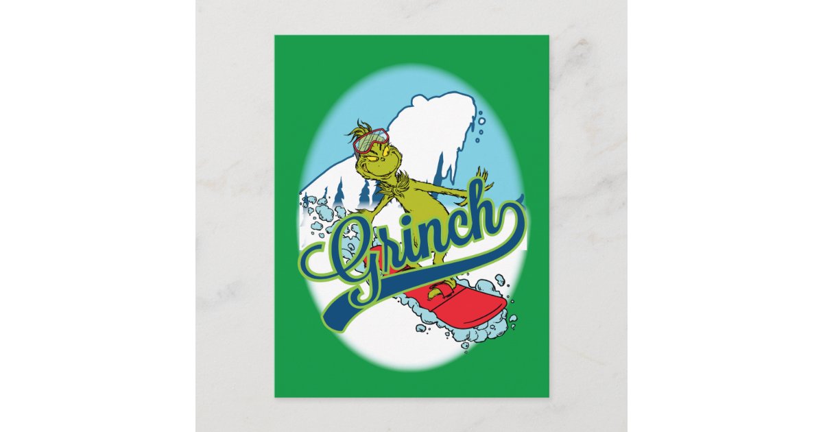 Grinch Snowboarding Postcard | Zazzle