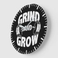Grind and Grow - Gym Workout Motivation Large Clock | Zazzle