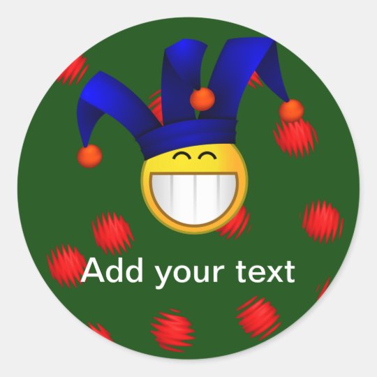 Grinning Emoji Jester Classic Round Sticker | Zazzle.com