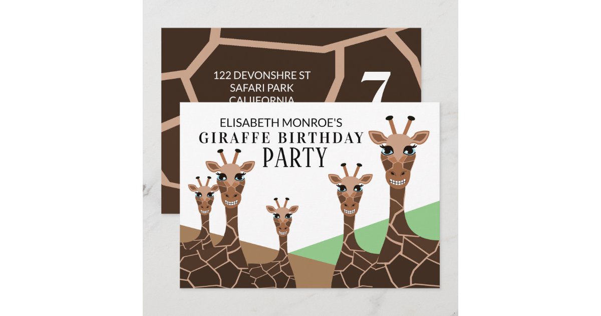 Grinning Giraffes, Giraffe Birthday Party Invitation | Zazzle