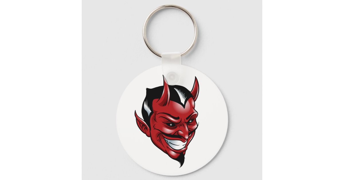 Grinning Red Devil Keychain | Zazzle