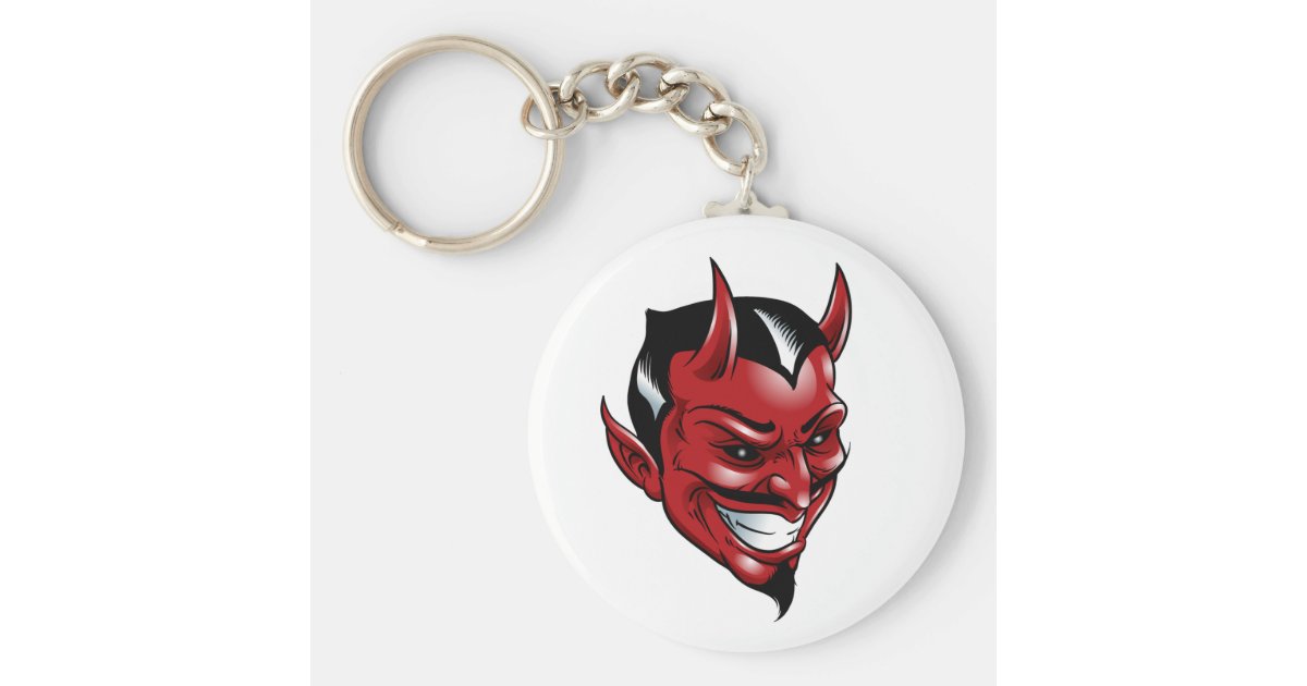 Grinning Red Devil Keychain | Zazzle