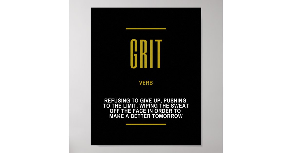 Grit Inspirational Quote On Success Poster | Zazzle