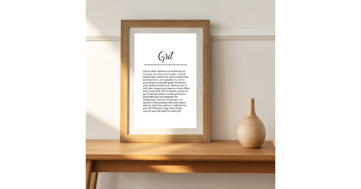 GRIT Inspirational Uplifting Poster | Zazzle