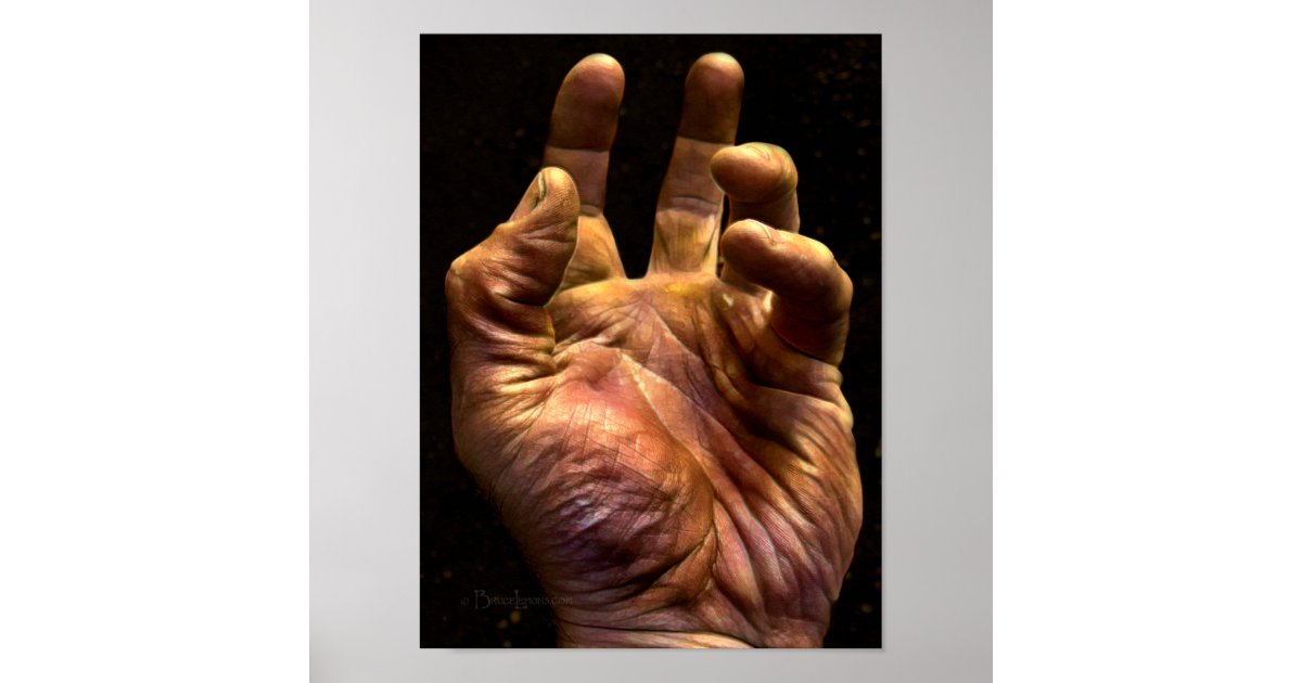 Gritty Grasping Human Hand Poster | Zazzle.com