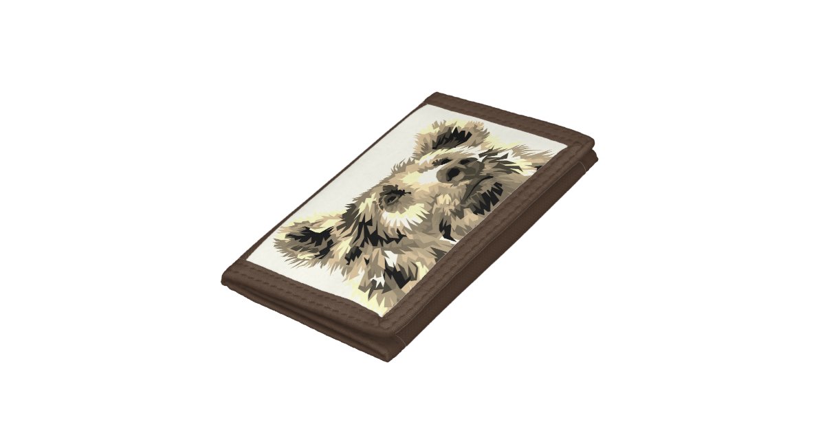 Grizzly bear brown animal pop art trifold wallet | Zazzle