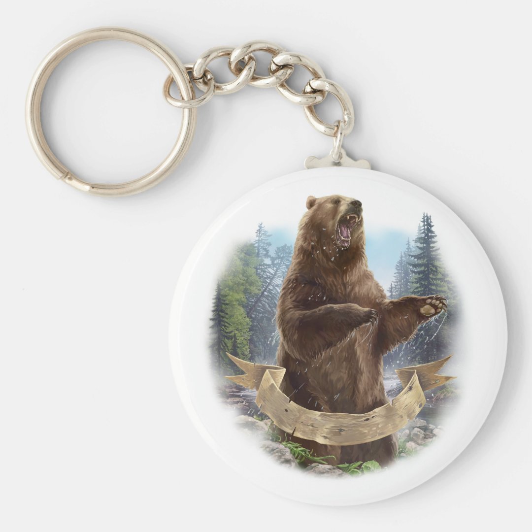 Grizzly Bear Keychain | Zazzle