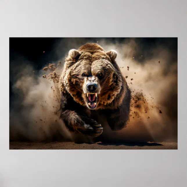 Grizzly Bear Wild Animal Portrait Fierce Power Poster | Zazzle