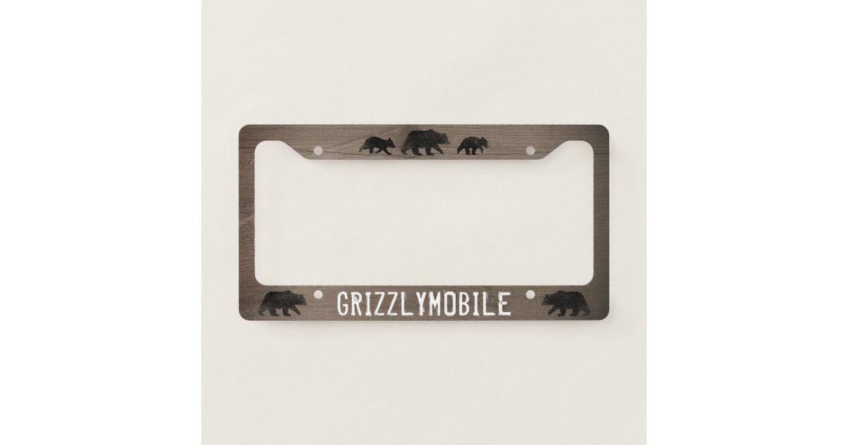 Grizzlymobile | Grizzly Bear Silhouettes Custom License Plate Frame ...