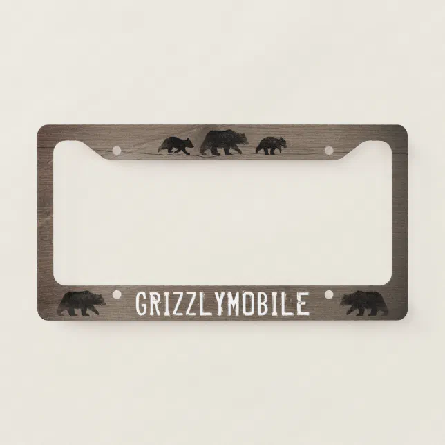 Grizzlymobile | Grizzly Bear Silhouettes Custom License Plate Frame ...