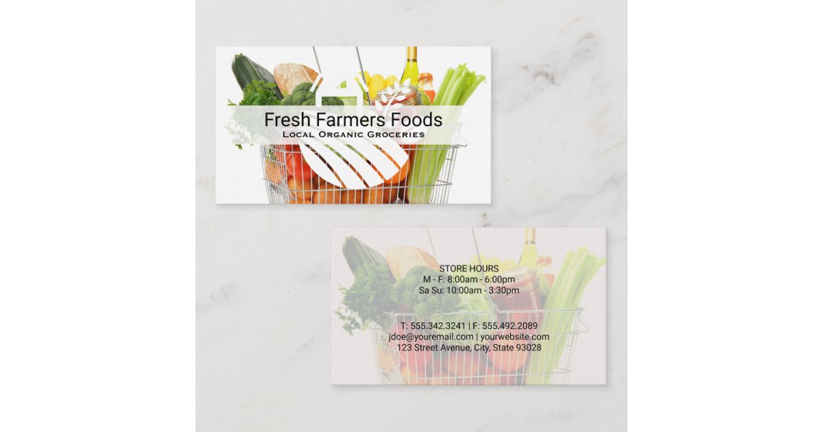 Groceries | Produce in Basket | Food Service Business Card | Zazzle