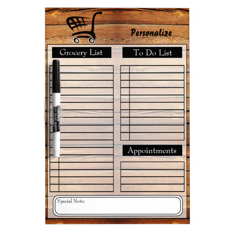 Grocery and To Do List - Wood Dry-Erase Board | Zazzle