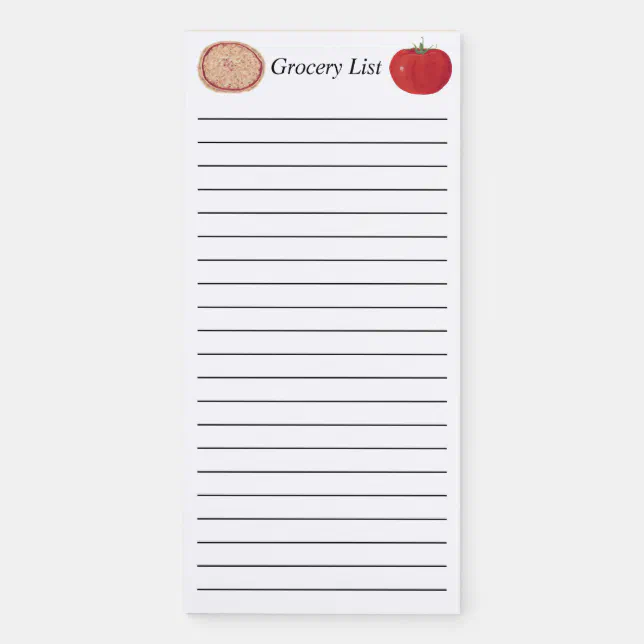 Grocery List Pizza and Tomato Lined Notepads | Zazzle