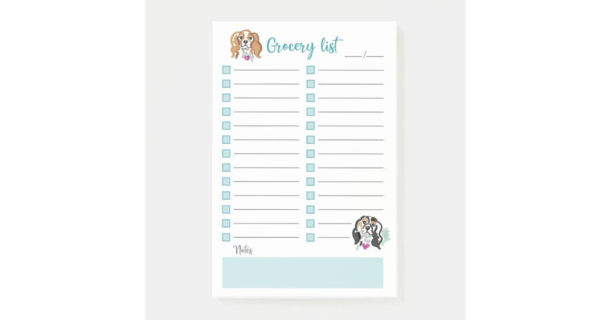 Grocery list | post it | Cavalier design Post-it Notes | Zazzle