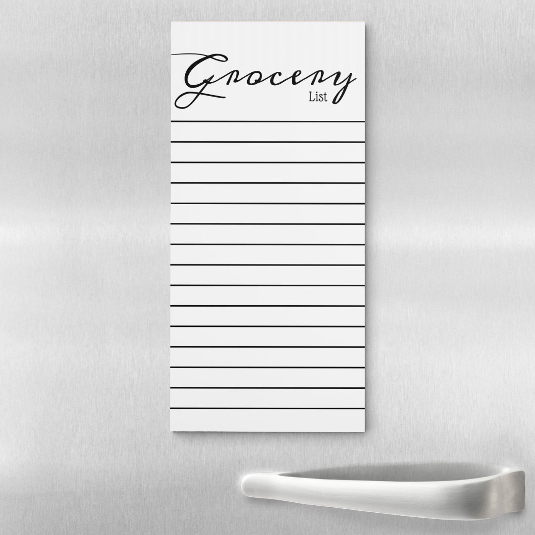 Grocery List reminder lined plain simple white Magnetic Notepad | Zazzle