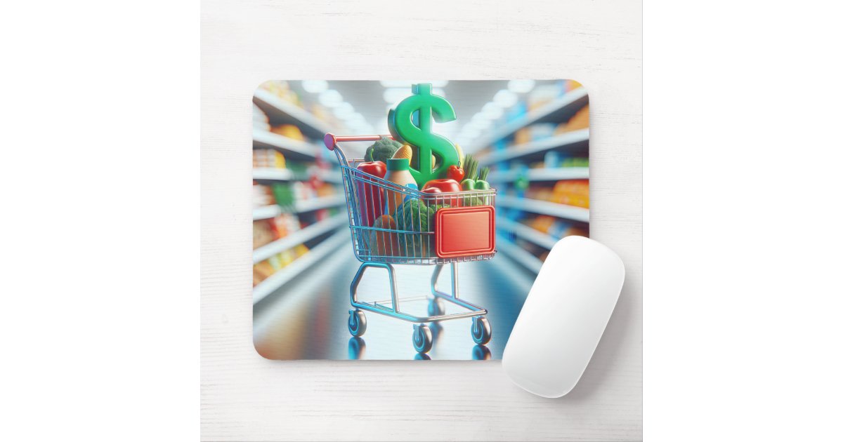 Grocery Shopping Cart In a Store Aisle Mouse Pad | Zazzle