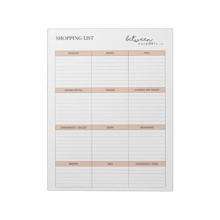 GROCERY SHOPPING LIST NOTEPAD | Zazzle