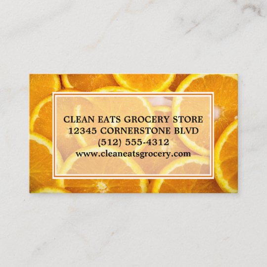 Grocery Store Farmers Market Orange Fruit Business Card | Zazzle.com